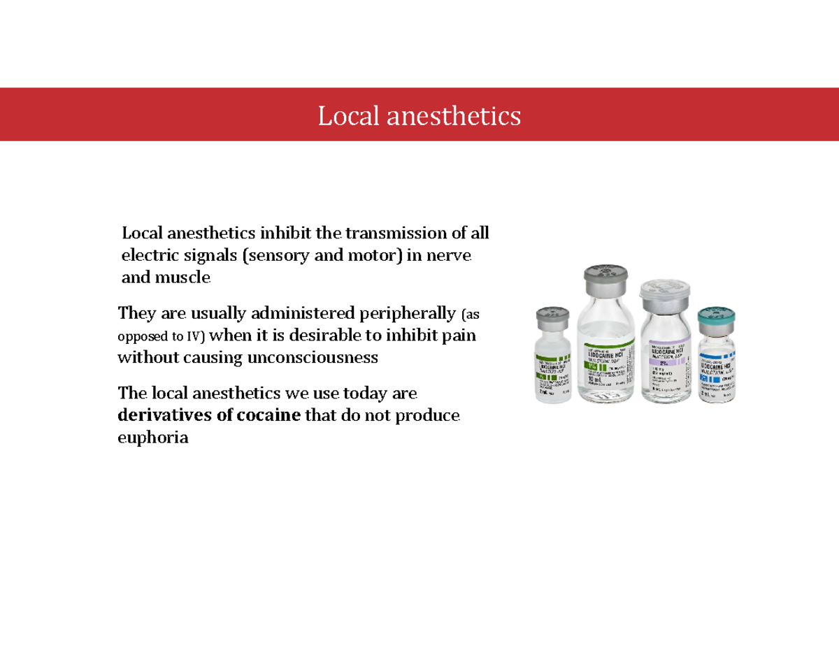 Local anesthetics - course work - They are usually administered ...