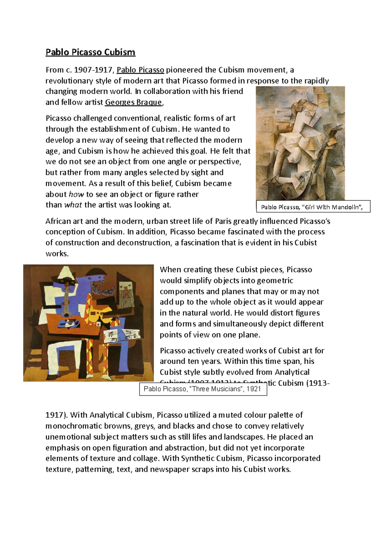 Pablo Picasso Cubism - eheh - Pablo Picasso Cubism From c. 1907-1917 ...