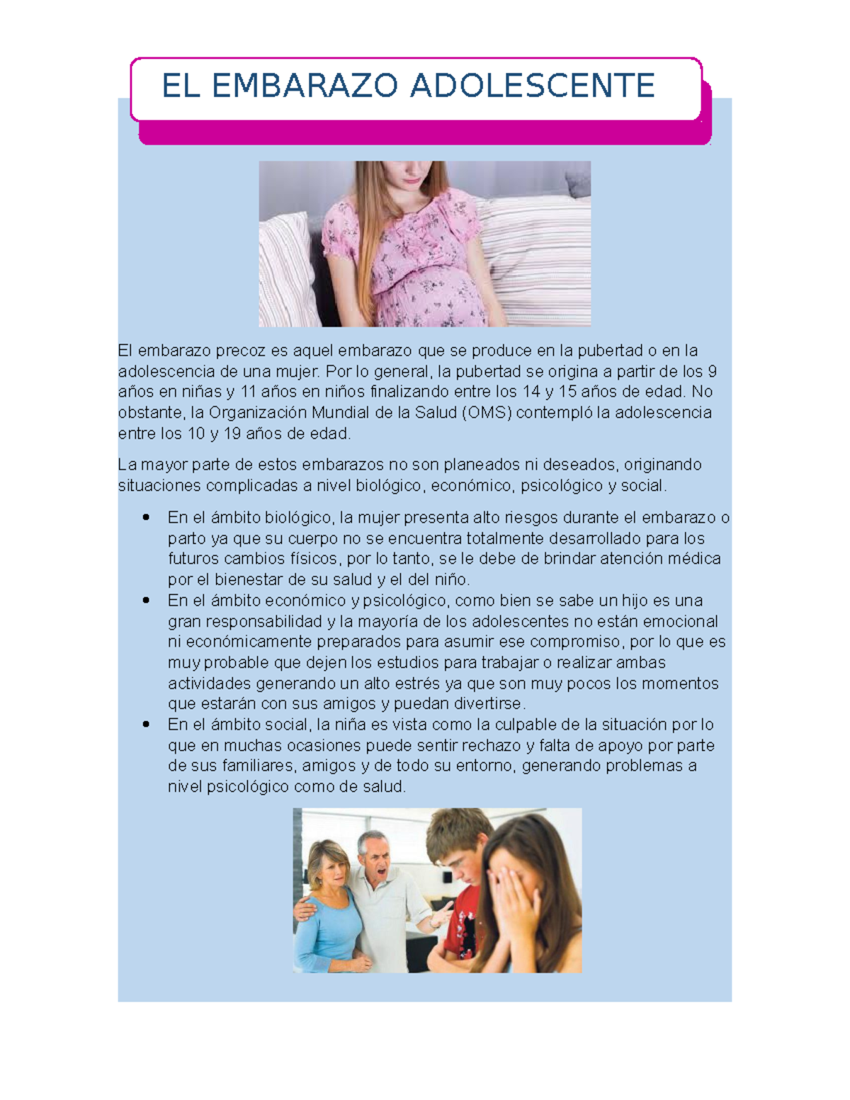 El embarazo en la adolescencia - El embarazo precoz es aquel embarazo ...