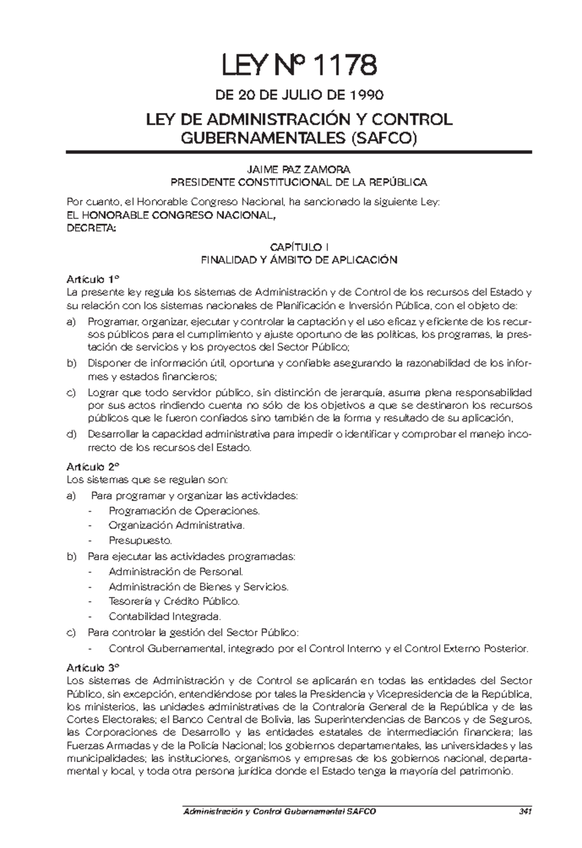 Ley 1178 Safco - Documento nueva ley funcionarios - LLEEYY NNºº 1 ...