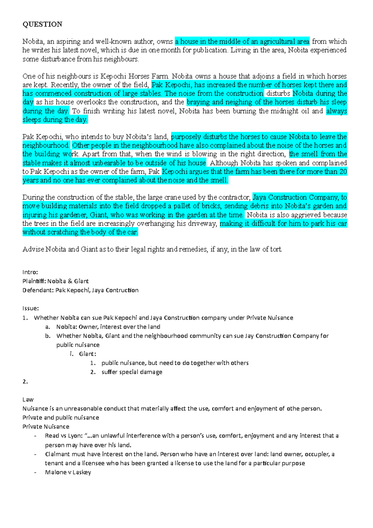 Nuisance Tutorial - QUESTION Nobita, an aspiring and well-known author ...