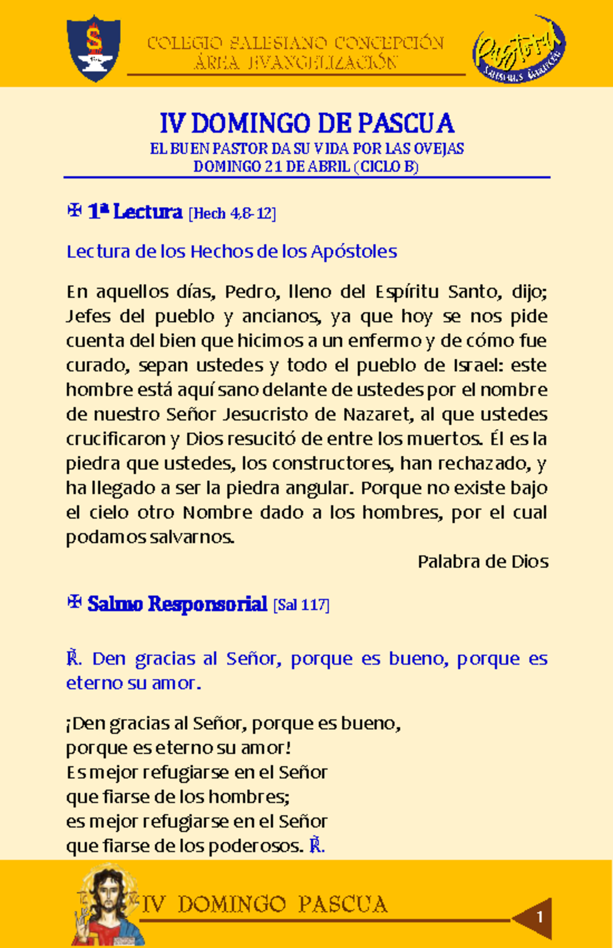 IV Domingo Pascua [Lecturas] - IV DOMINGO DE PASCUA EL BUEN PASTOR DA ...