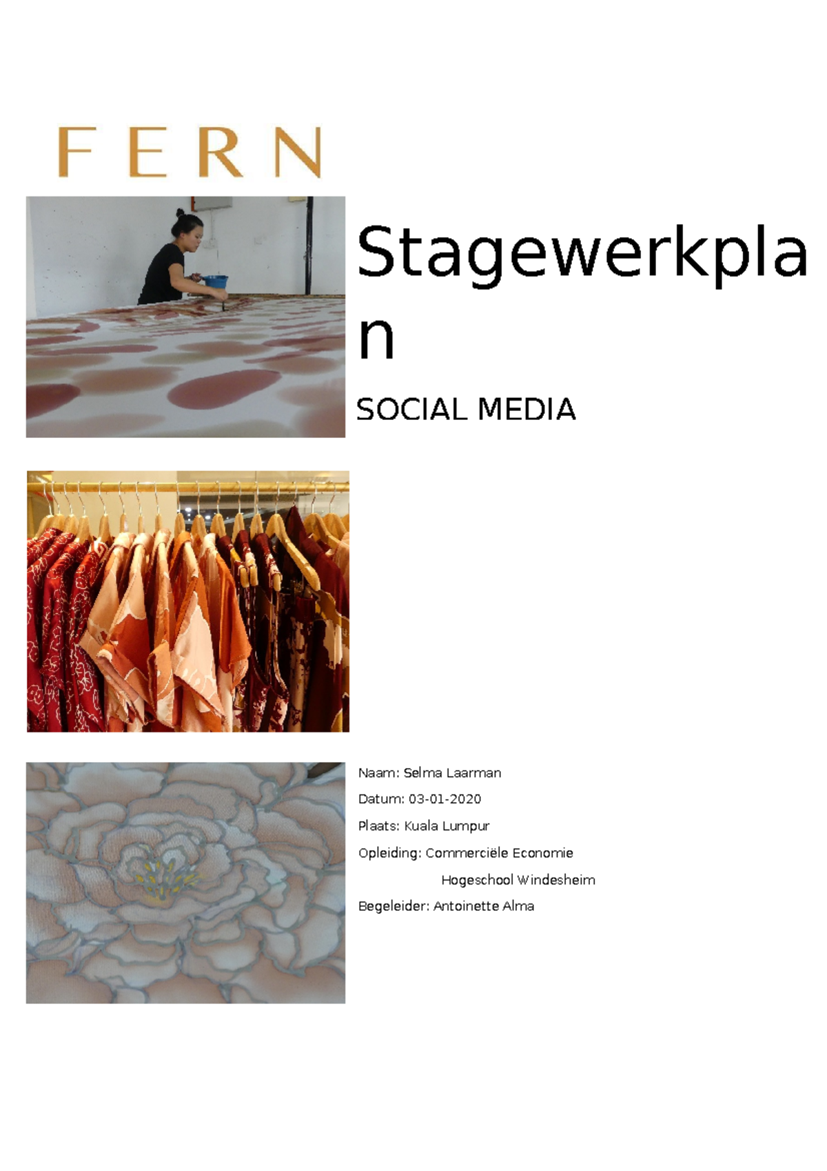Stagewerkplan Selma Laarman - Stagewerkpla n SOCIAL MEDIA Naam: Selma ...