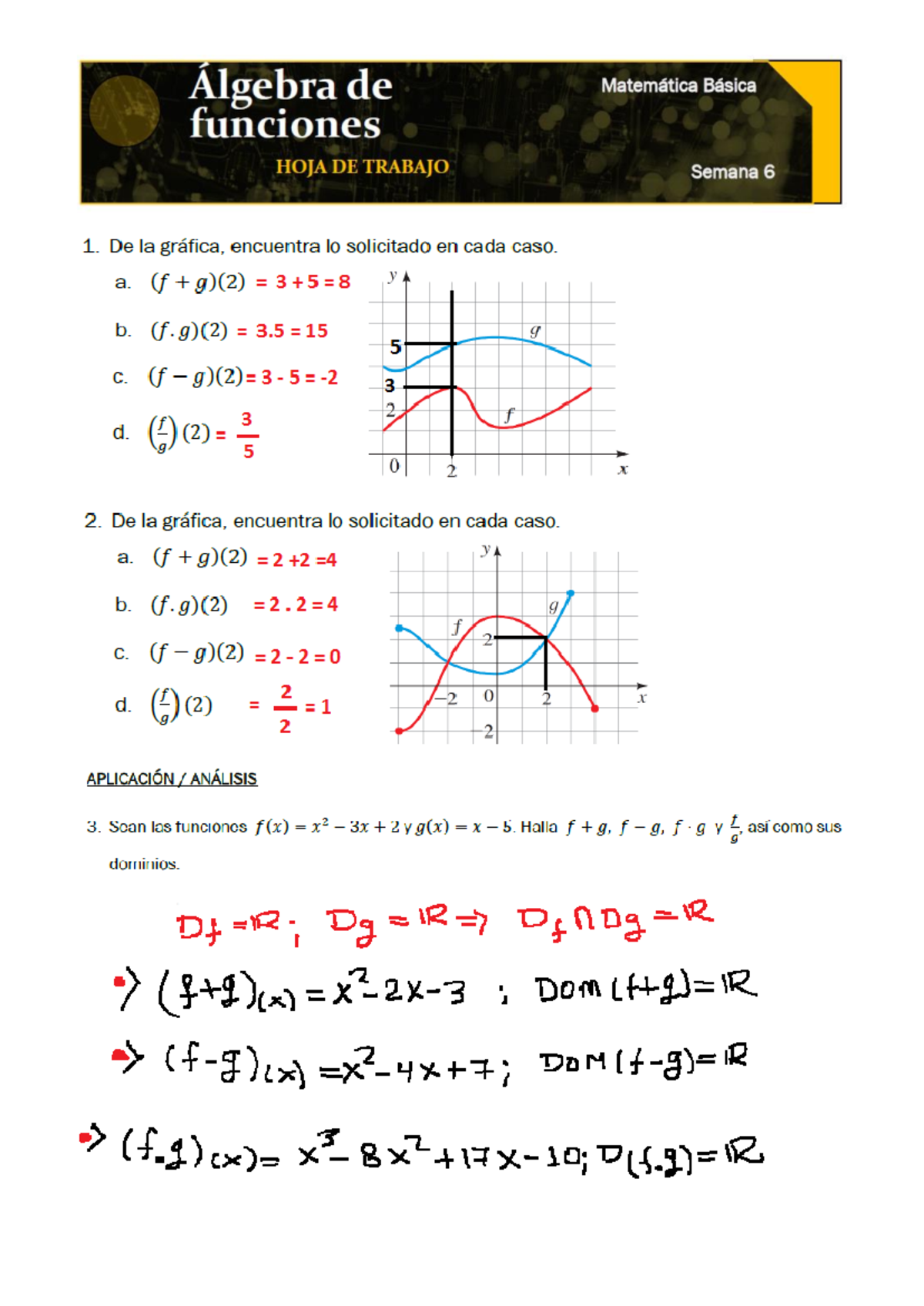 Solucionario HT 06 - Algebra DE Funciones - Matemática 1 - Studocu
