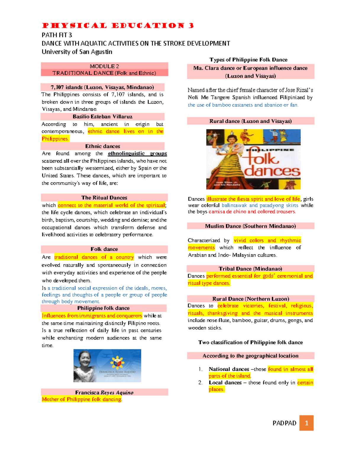 PE-3-reviewer - Transes - PATH FIT 3 DANCE WITH AQUATIC ACTIVITIES ON ...