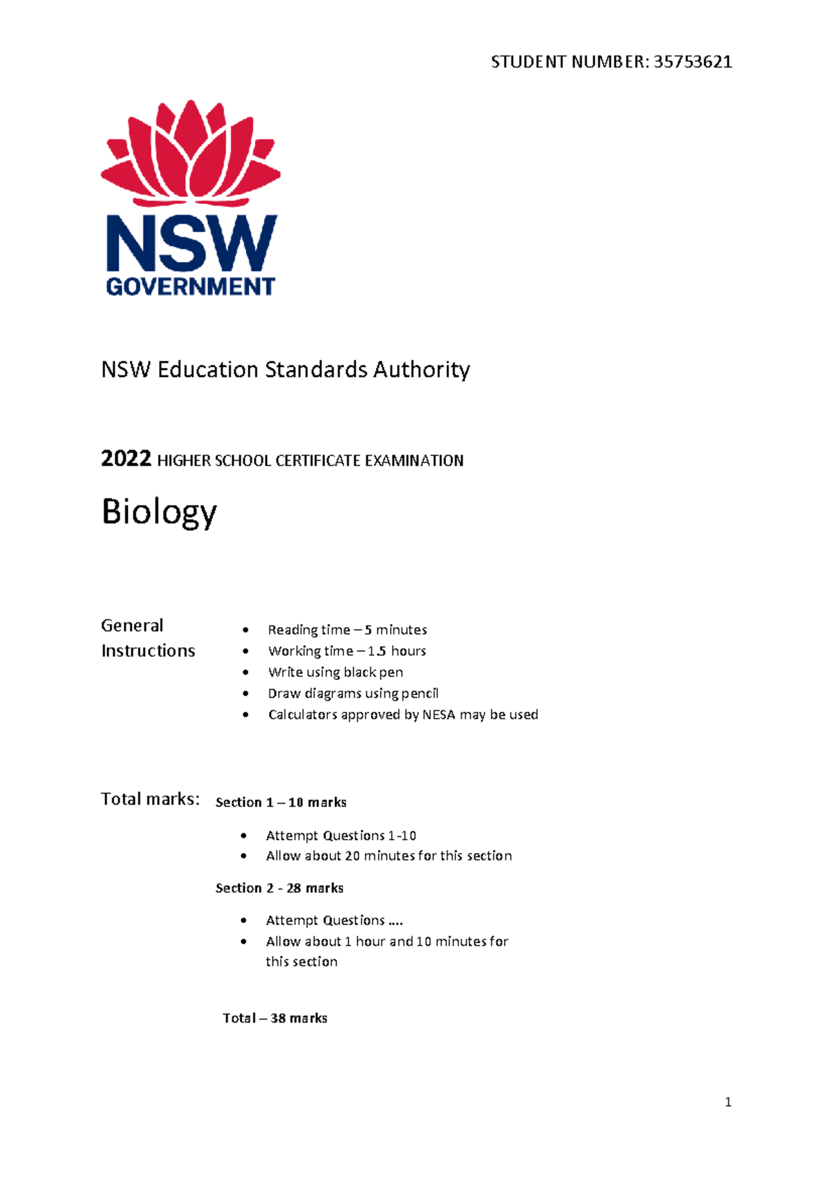 Bio heredity exam assessment pdf - NSW Education Standards Authority ...