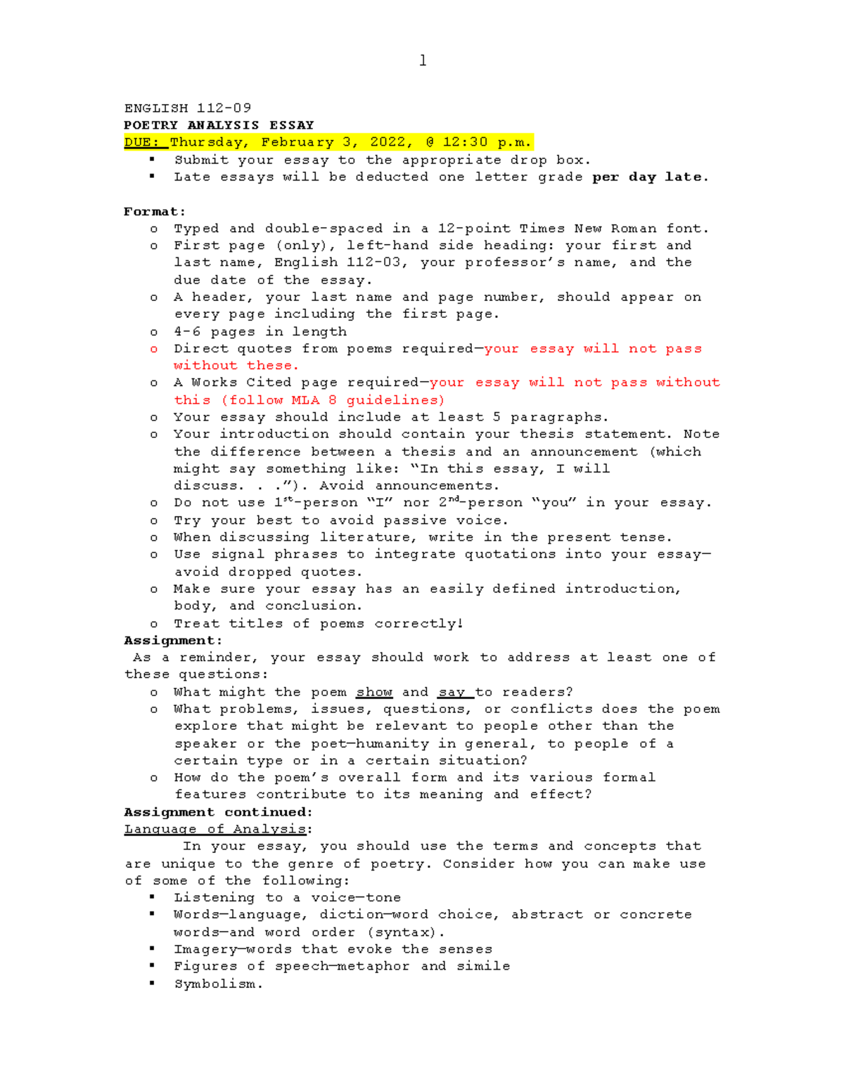 112-09Poetry Analysis Assignment SP 2022 - ENGLISH 112- POETRY ANALYSIS ...