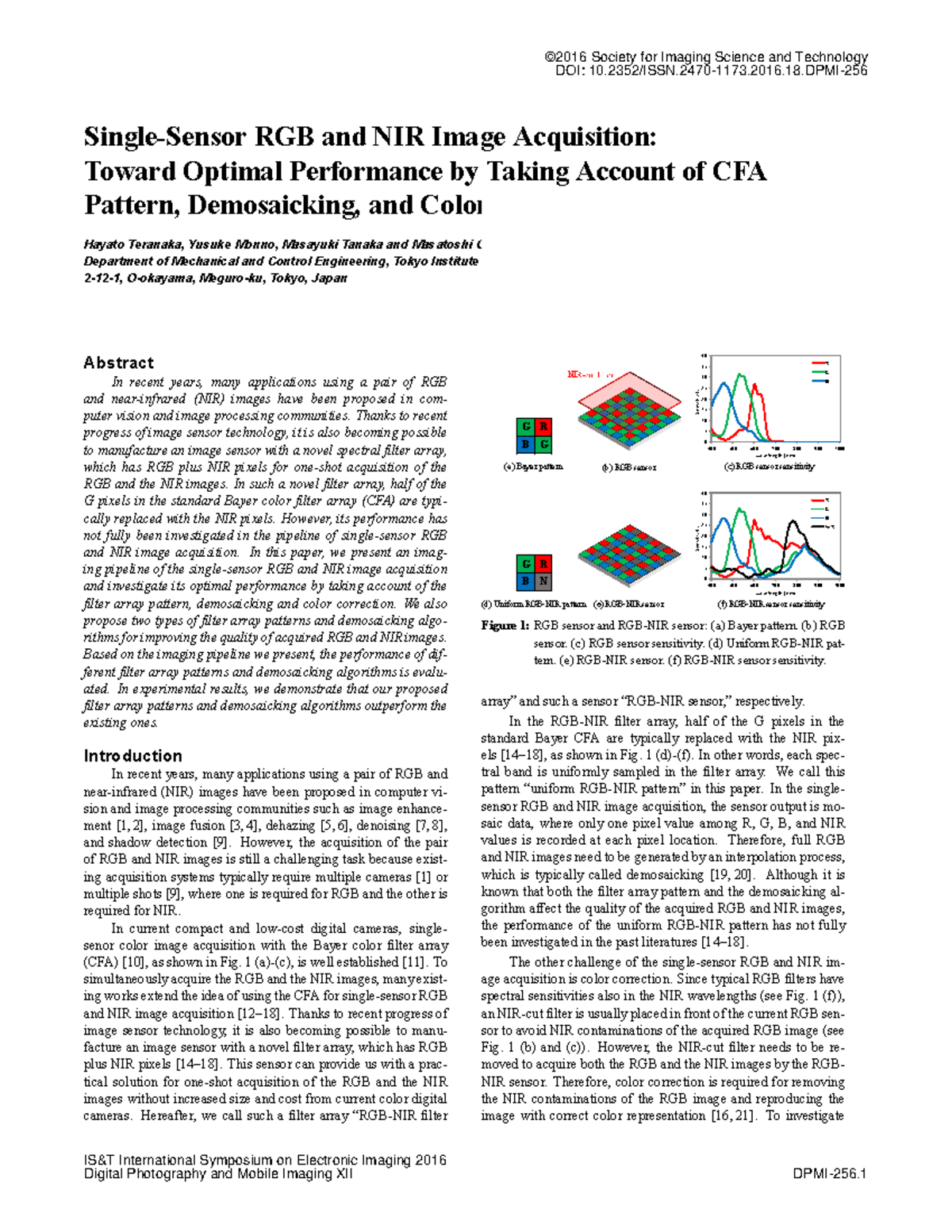 CFA Pattern, Demosaicking, and Color Correction - Single-Sensor RGB and ...