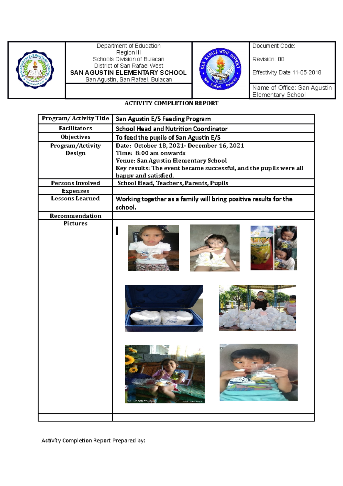 ACR-Feeding-1 - report on feeding - Department of Education Region III ...