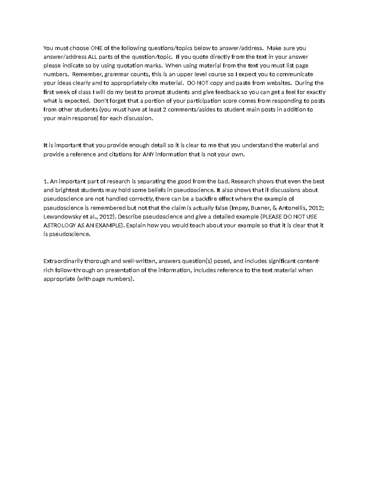 Week 1 Discussion - You must choose ONE of the following questions/topics below to answer ...