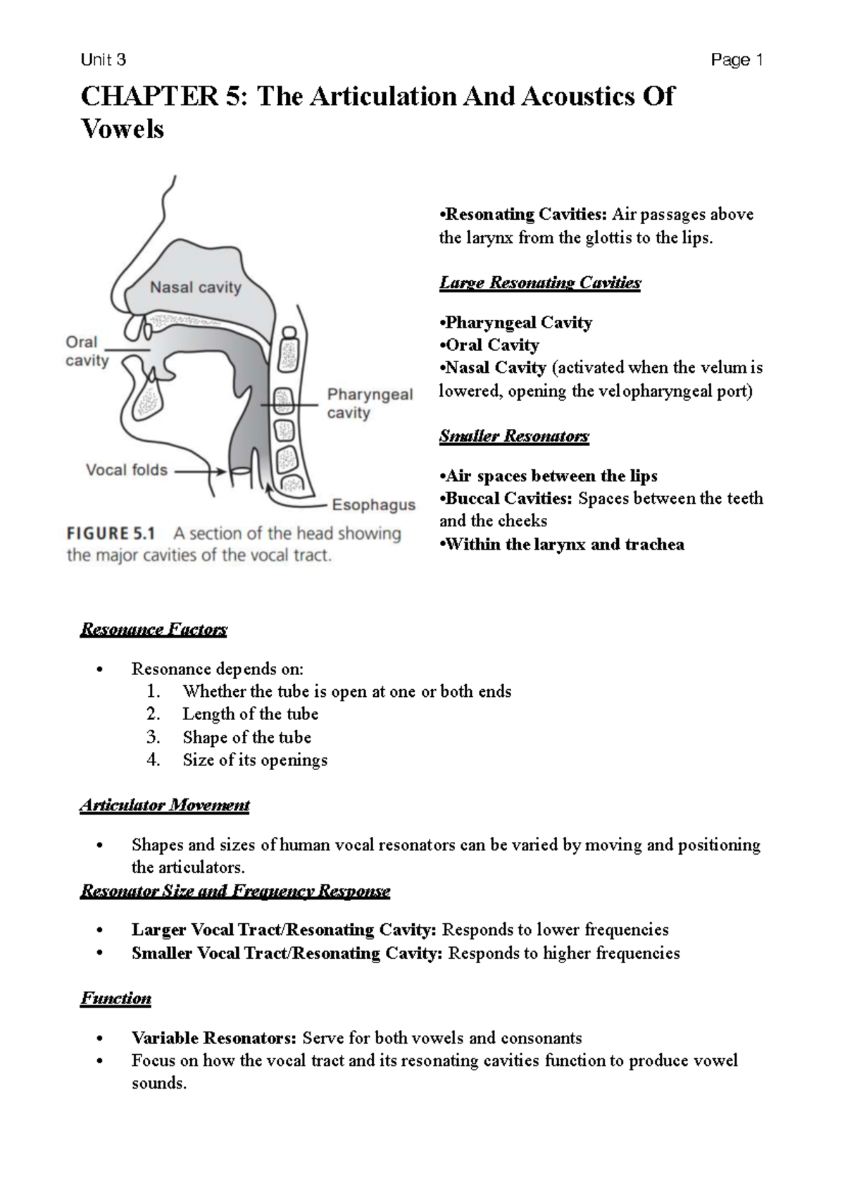 Summary of Unit 3 Fonética, Chapter 5: The Articulation and Acoustics ...