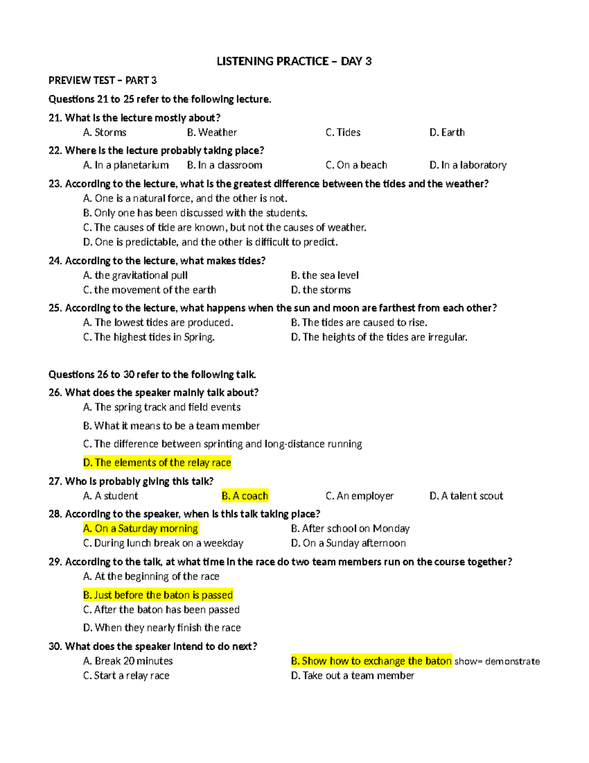 Listening Speaking - PART 3 - LISTENING PRACTICE – DAY 3 PREVIEW TEST ...