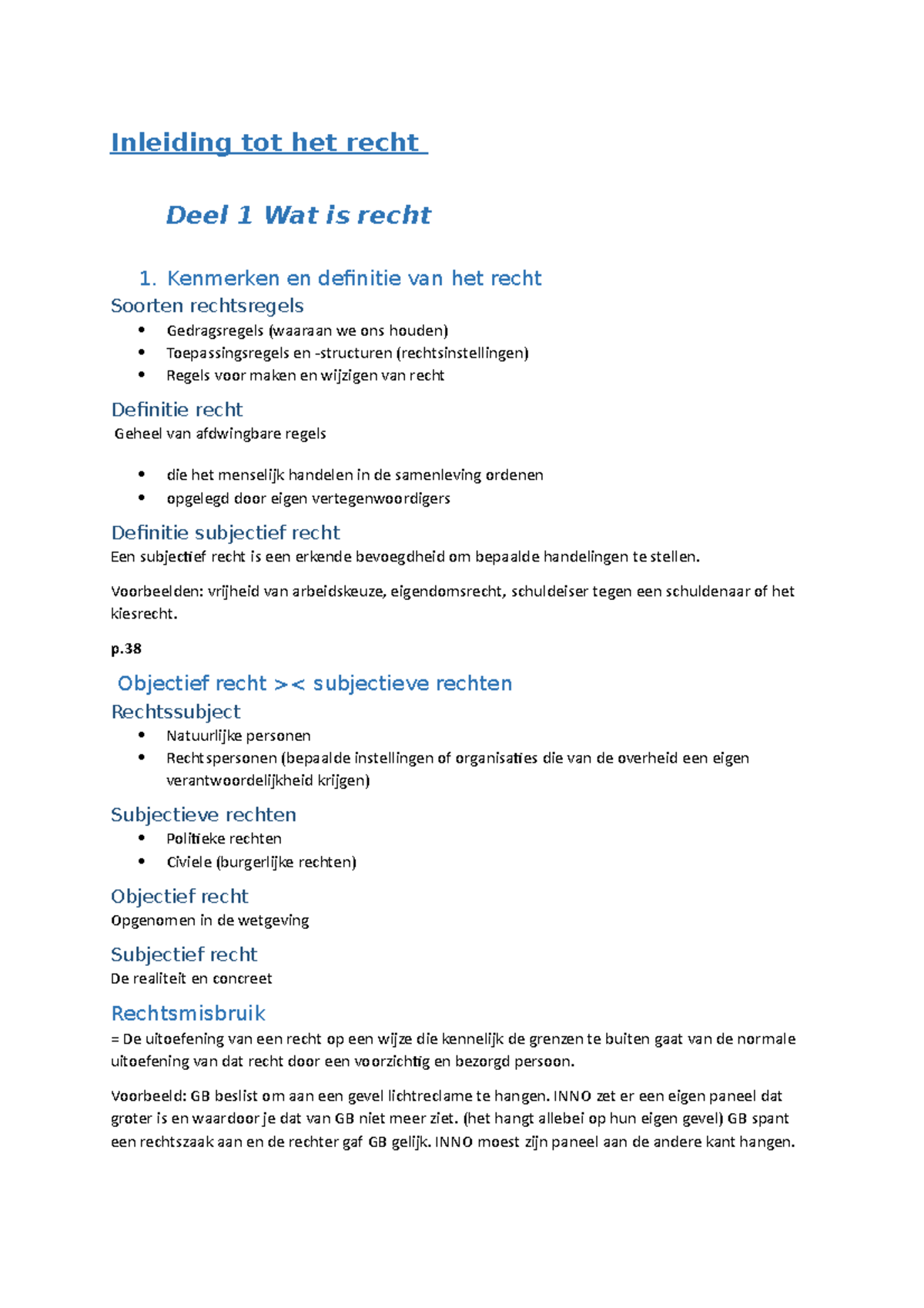 Inleiding tot het recht - Kenmerken en definitie van het recht Soorten ...
