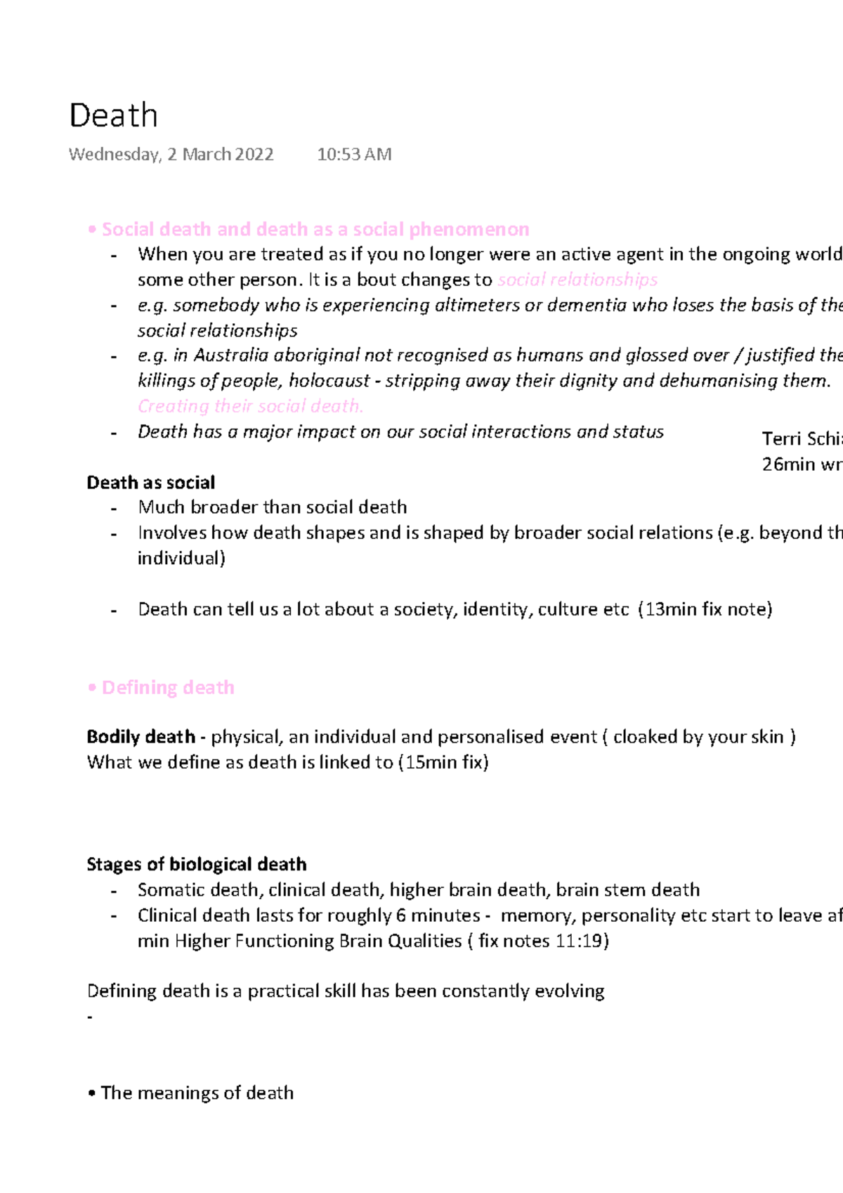 Lect 4 Notes - Death as a Social Concept - " Social death and death as ...