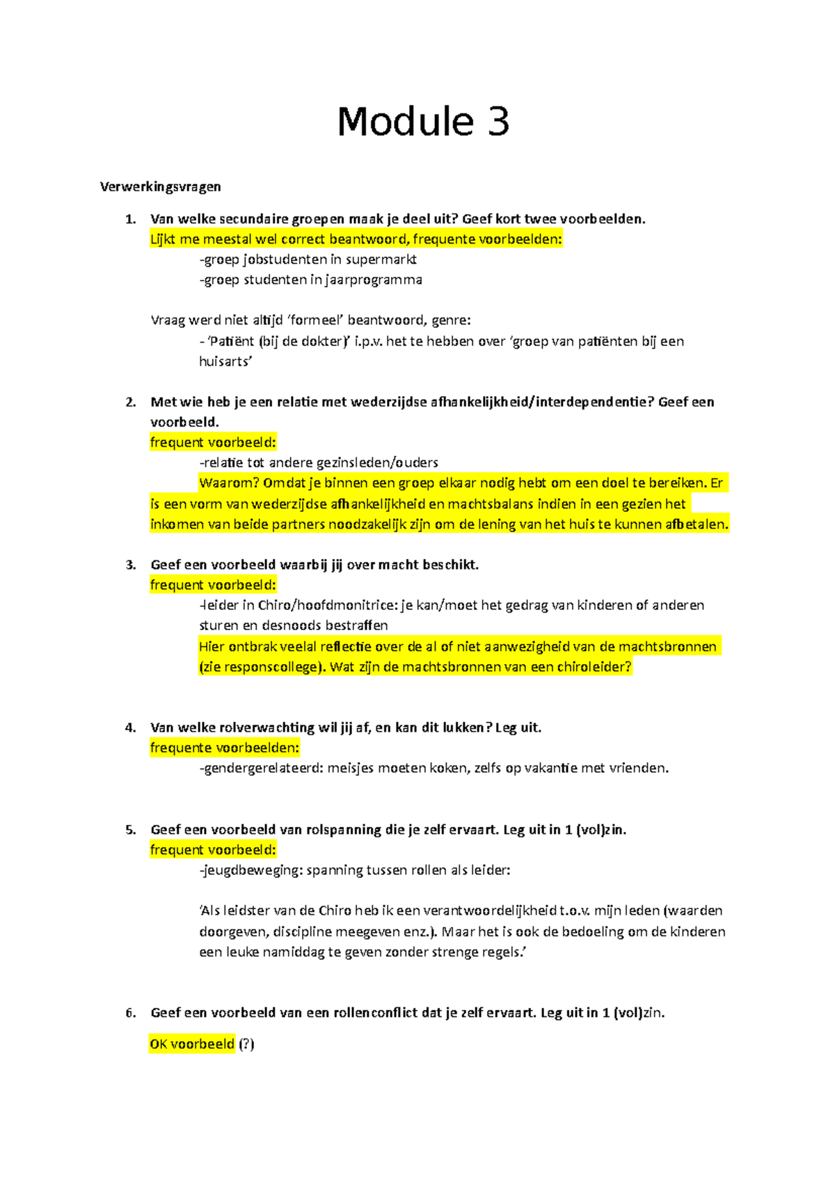 Modelantwoorden-module-3 - Module 3 Verwerkingsvragen Van welke secundaire groepen maak je deel ...