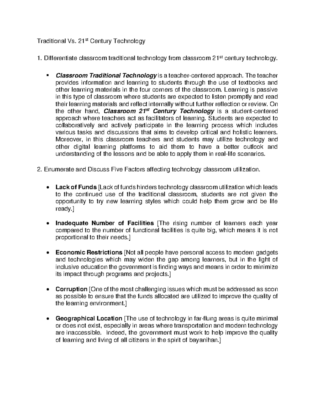 Traditional Vs. 21st Century Technology - Traditional Vs. 21st Century ...