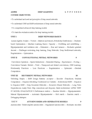 deep learning - AD3501 - Studocu