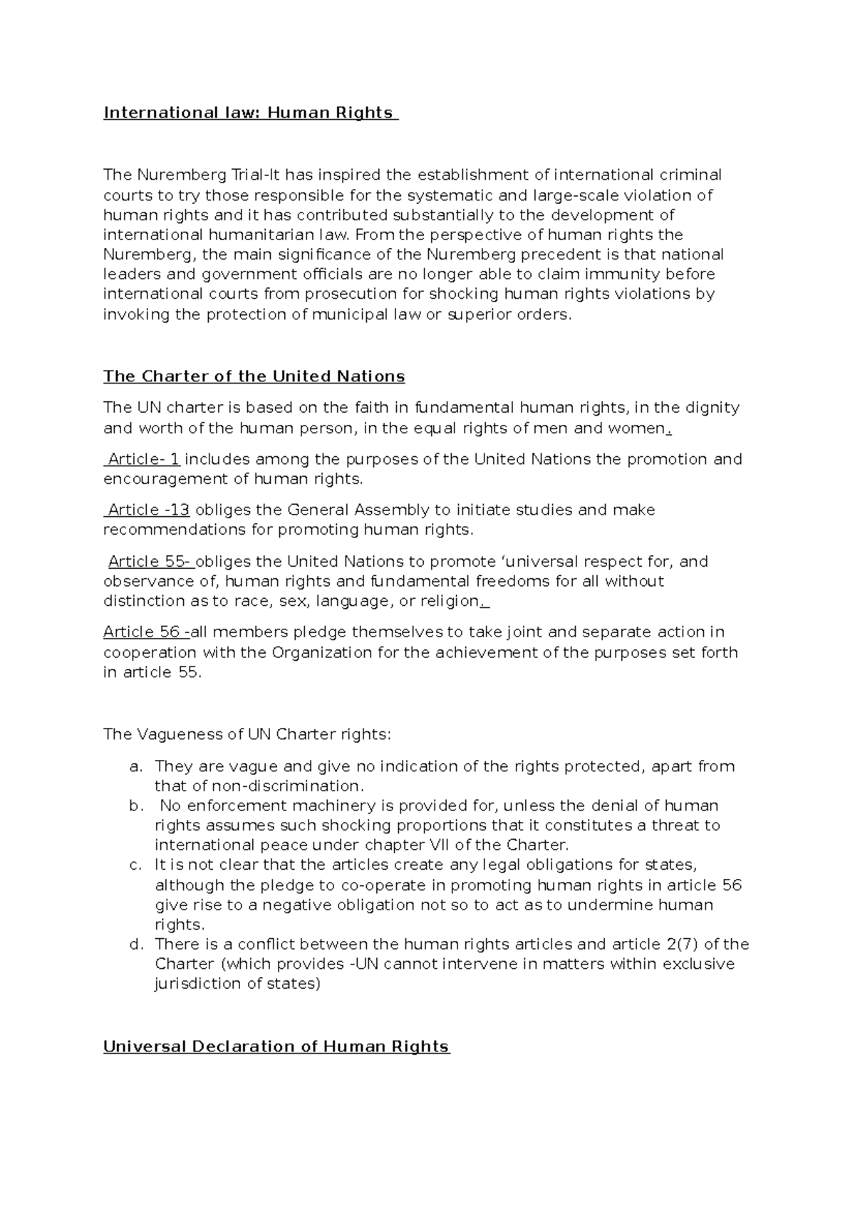 Human Rights international law notes - International law: Human Rights ...