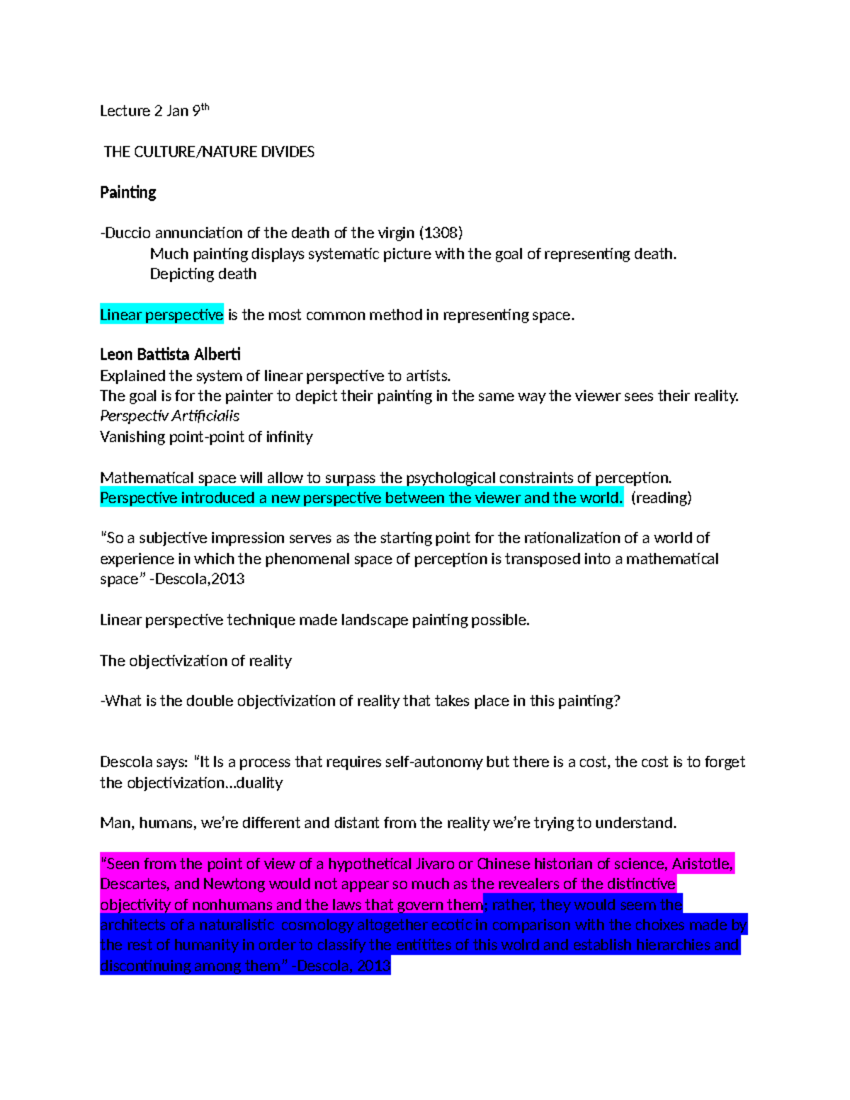 Lecture 2 Jan 9th - Lect 2 - Lecture 2 Jan 9th THE CULTURE/NATURE ...