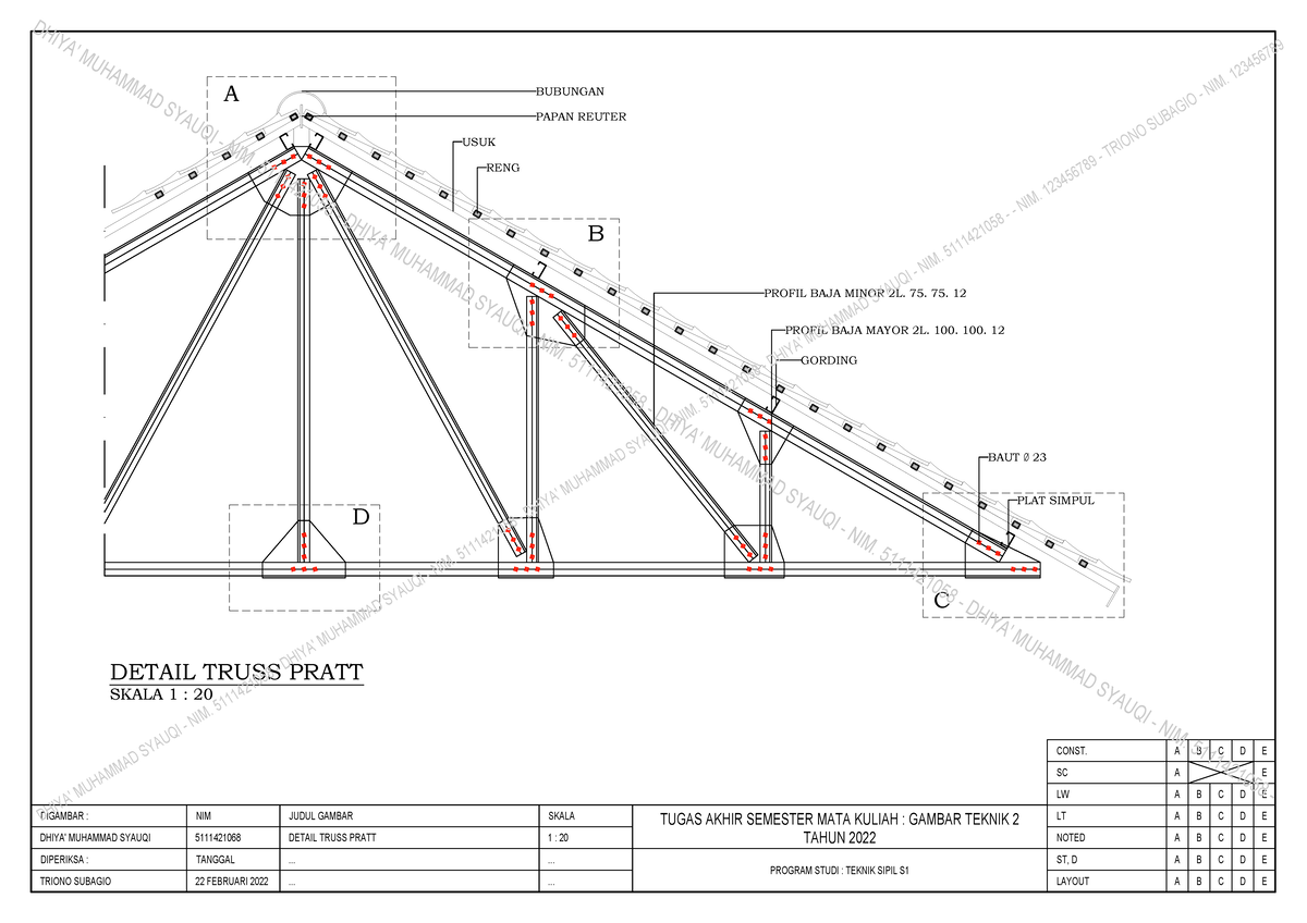 Denah Denah UQI FIX- Detail Truss - BUBUNGAN PAPAN REUTER GORDING ...