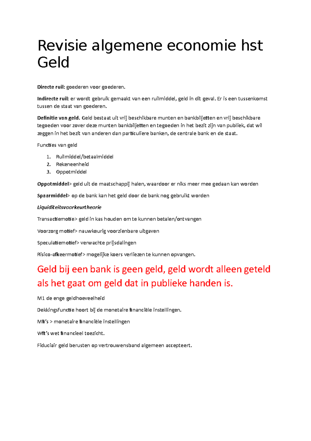 Revisie algemene economie hst Geld - Revisie algemene economie hst Geld ...