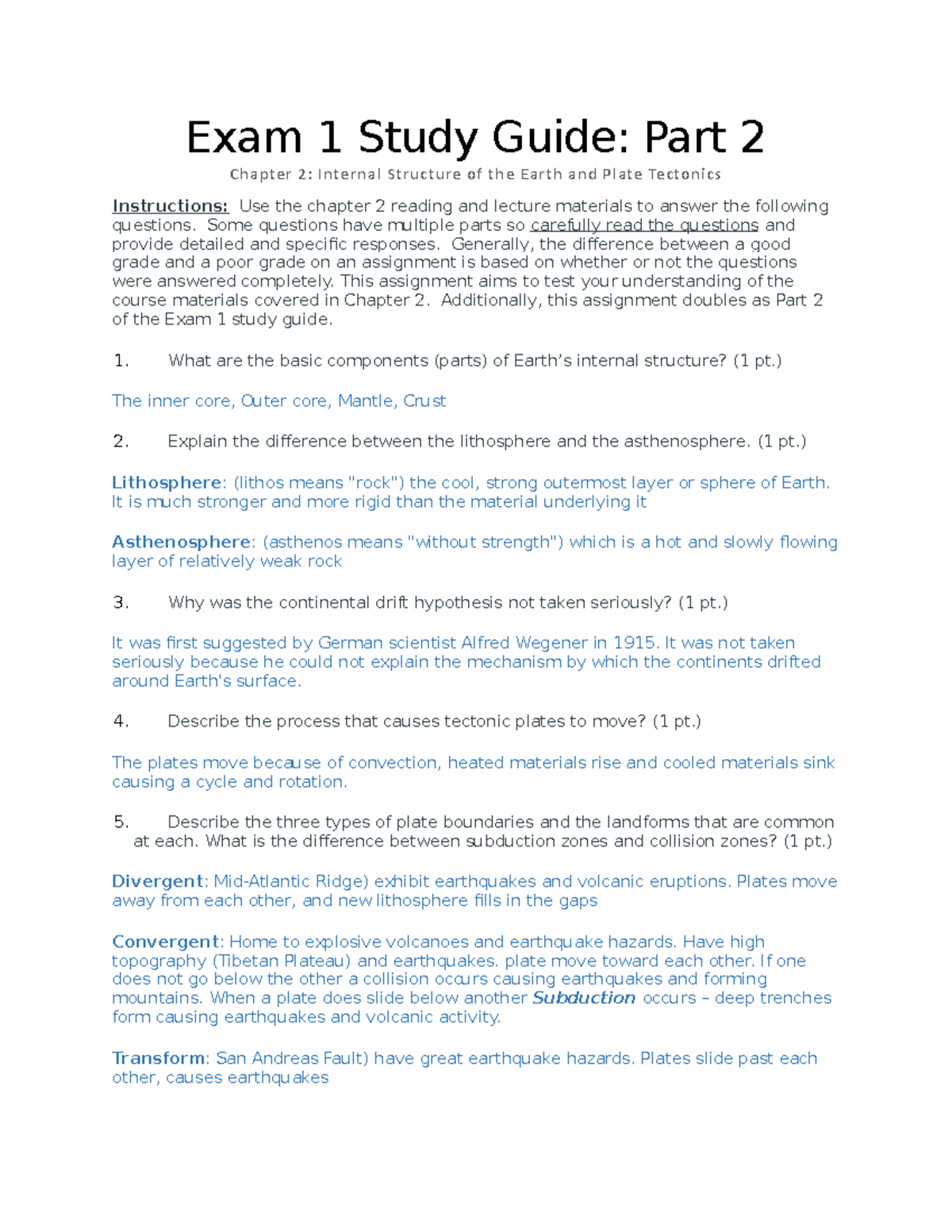 Geo 3100- Study Guide Chapter 2 - Exam 1 Study Guide: Part 2 Chapter 2 ...
