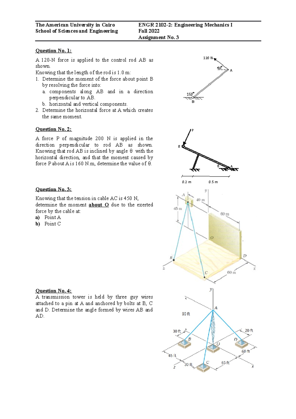 ENGR2102 - Assignment # 3 (Fall 2022) - The American University in Cairo ENGR 2102-2 ...