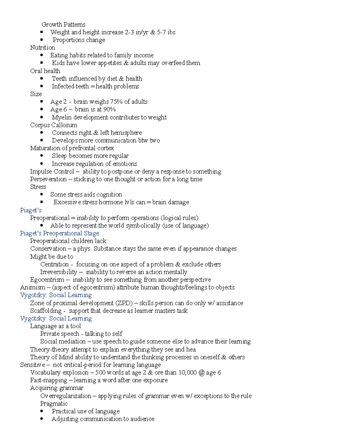 Study guide for PSY 220 Test - chapter Growth Patterns Weight and ...