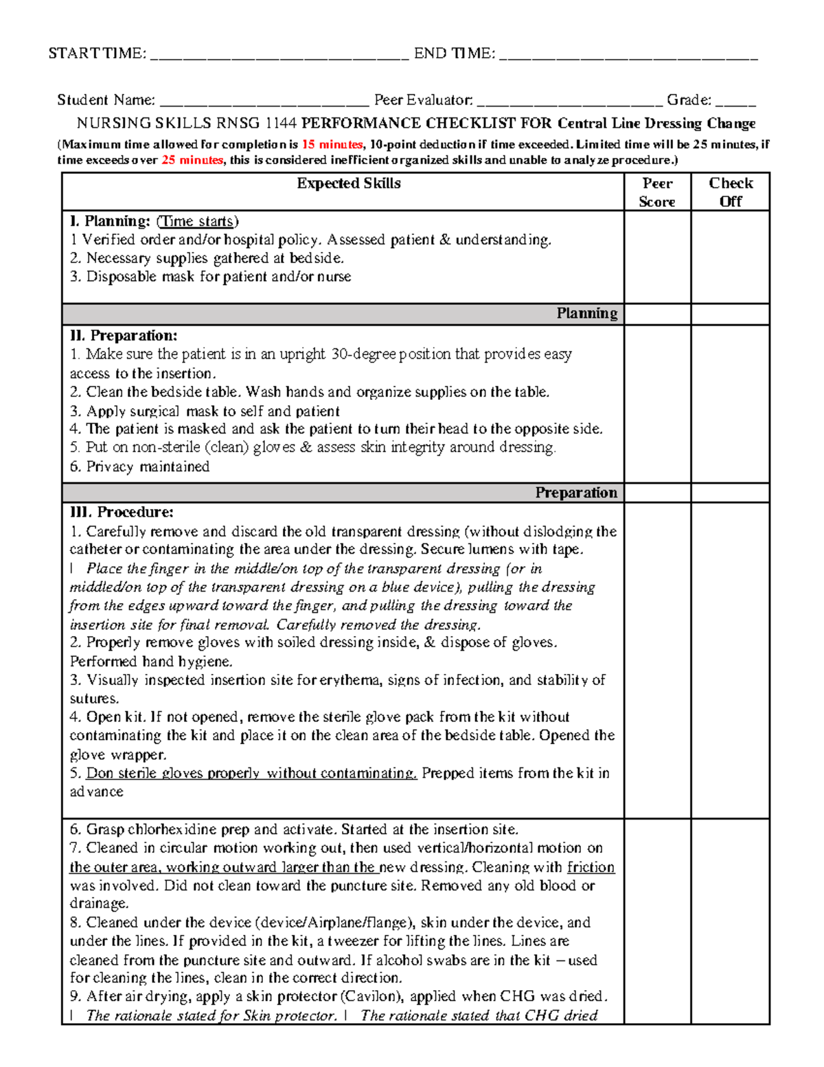 CLCheck Off - Document - START TIME ...