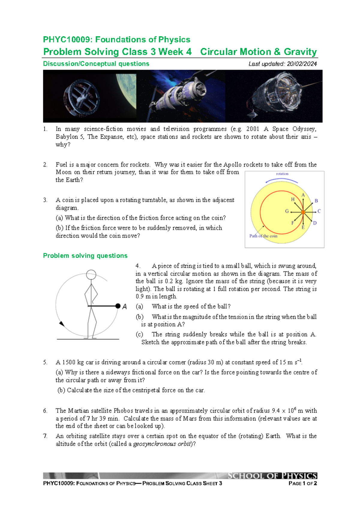 Foundations PSC 3 - PHYC1000 9 : FOUNDATIONS OF PHYSICS¾ PROBLEM ...
