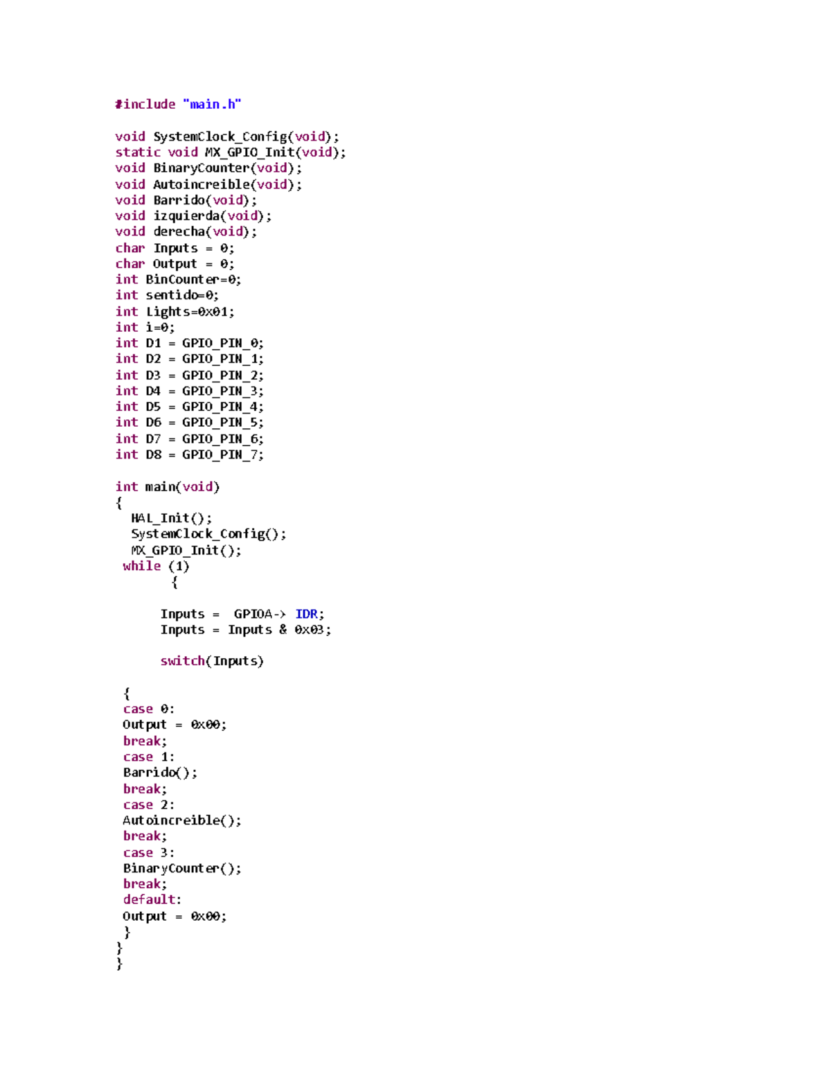 Codigo 3en1 - Hola buenas tardes - #include "main" void SystemClock_Config(void); static - Studocu