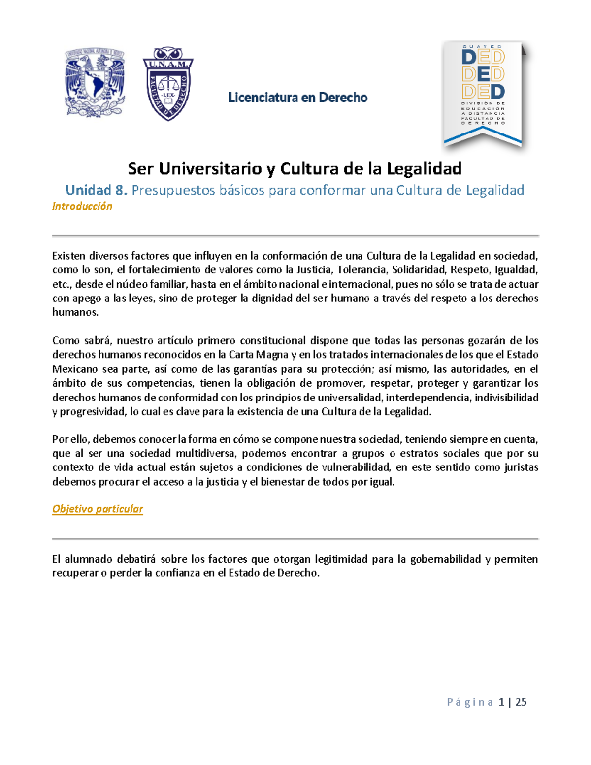 (SUCL). Unidad 8. Presupuestos básicos para conformar una Cultura de ...