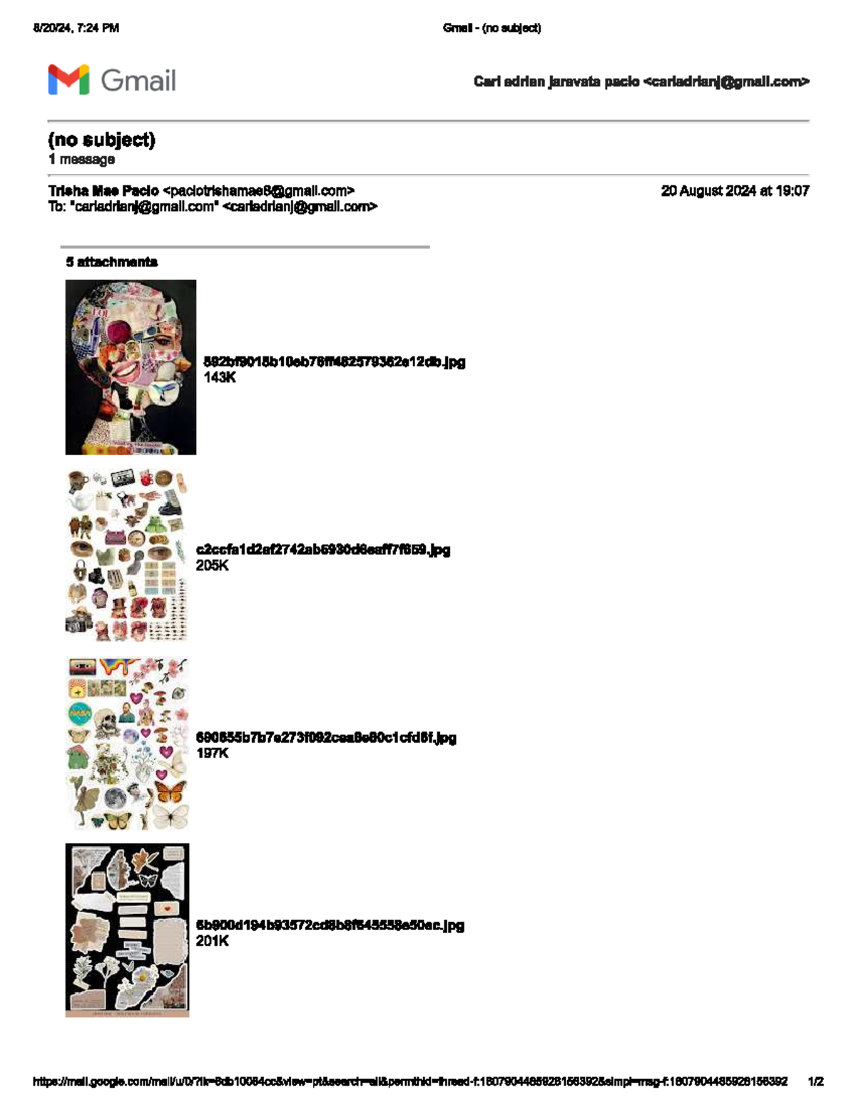 visual aid material - 8/20/24, 7:24 PM Gmail (no subject) Gmail Carl adrian jaravata pacio - Studocu