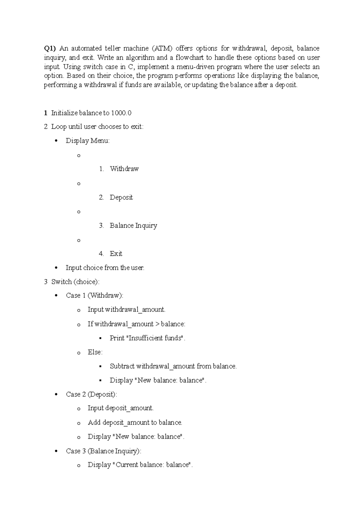 Sample Questions and Answers - Q1) An automated teller machine (ATM ...