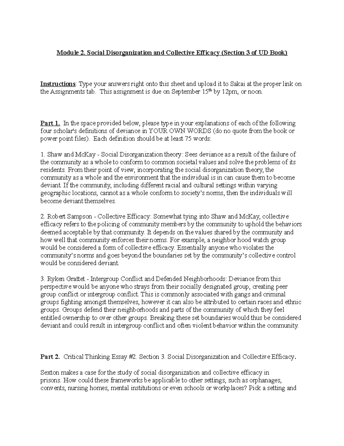 Module 2 Soci Assignment copy - Module 2. Social Disorganization and ...