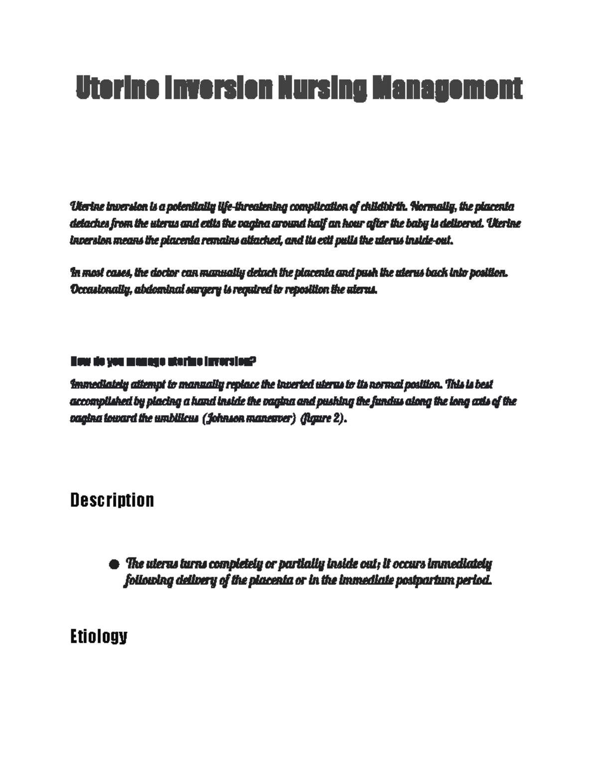 Uterine Inversion - HEY NURSING FILE LECTURE TO BILIS REVIEW MO NA TEH ...