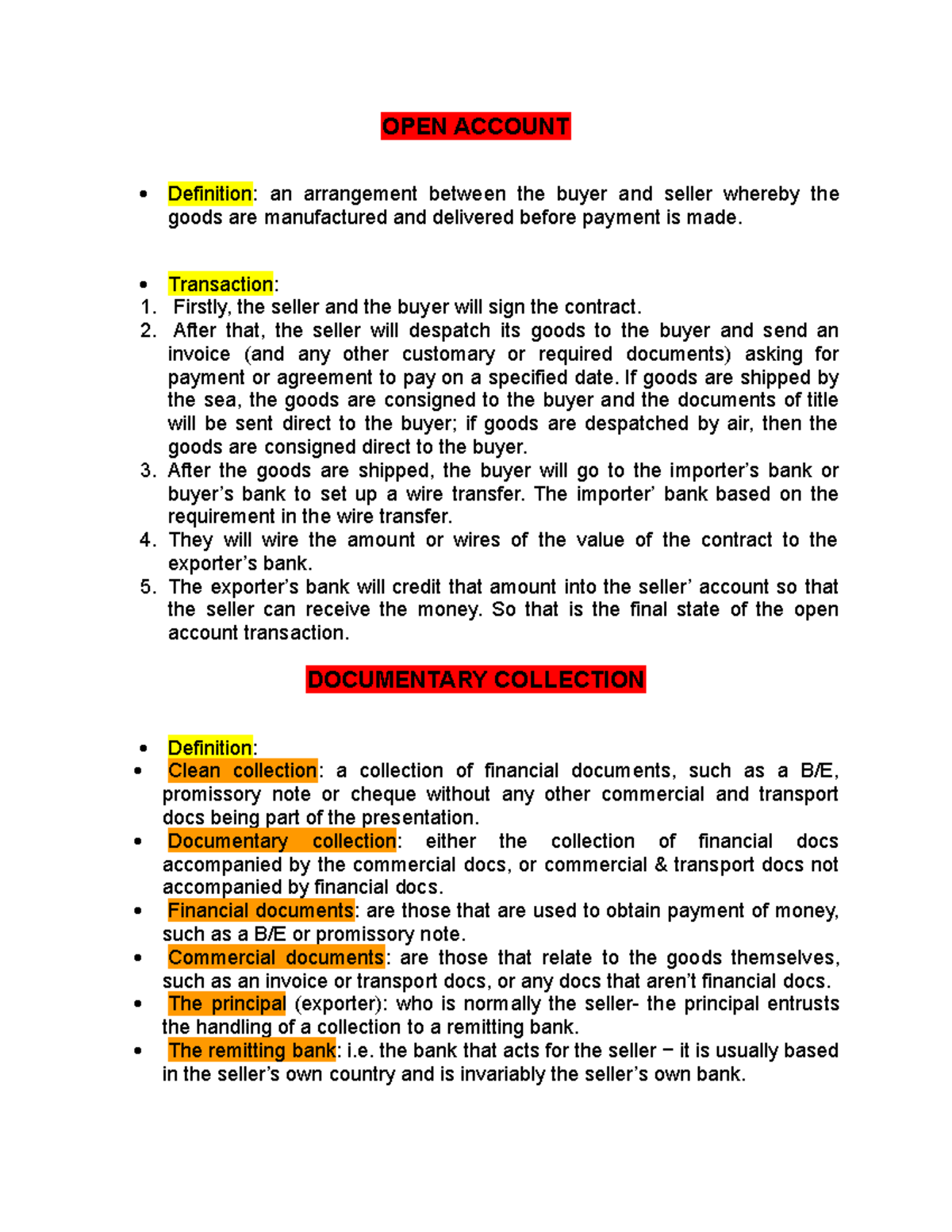 Tổng ôn NỘI DUNG Thương mại quốc tế đại đương - OPEN ACCOUNT Definition ...