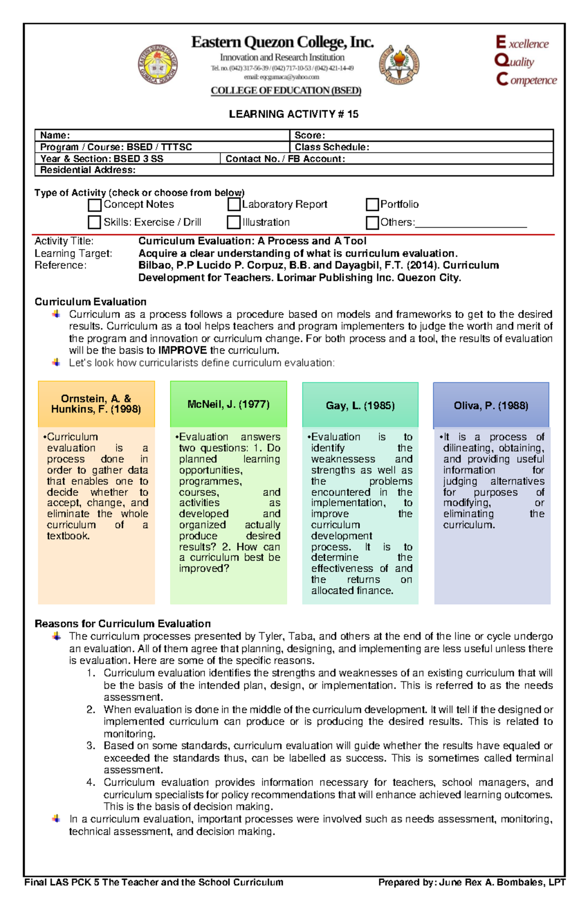 Bsed-final-las-the-teacher-and-the-school-curriculum compress ...