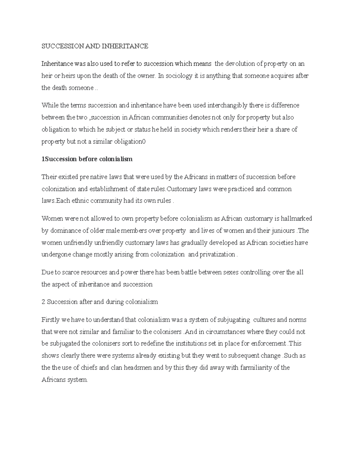 Succession AND Inheritance - SUCCESSION AND INHERITANCE Inheritance was ...