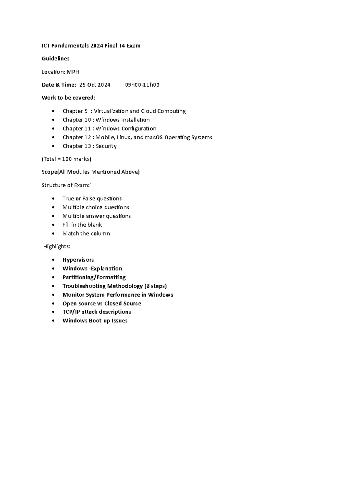 ICT Fundamentals 2024 Final T4 Exam - Studocu