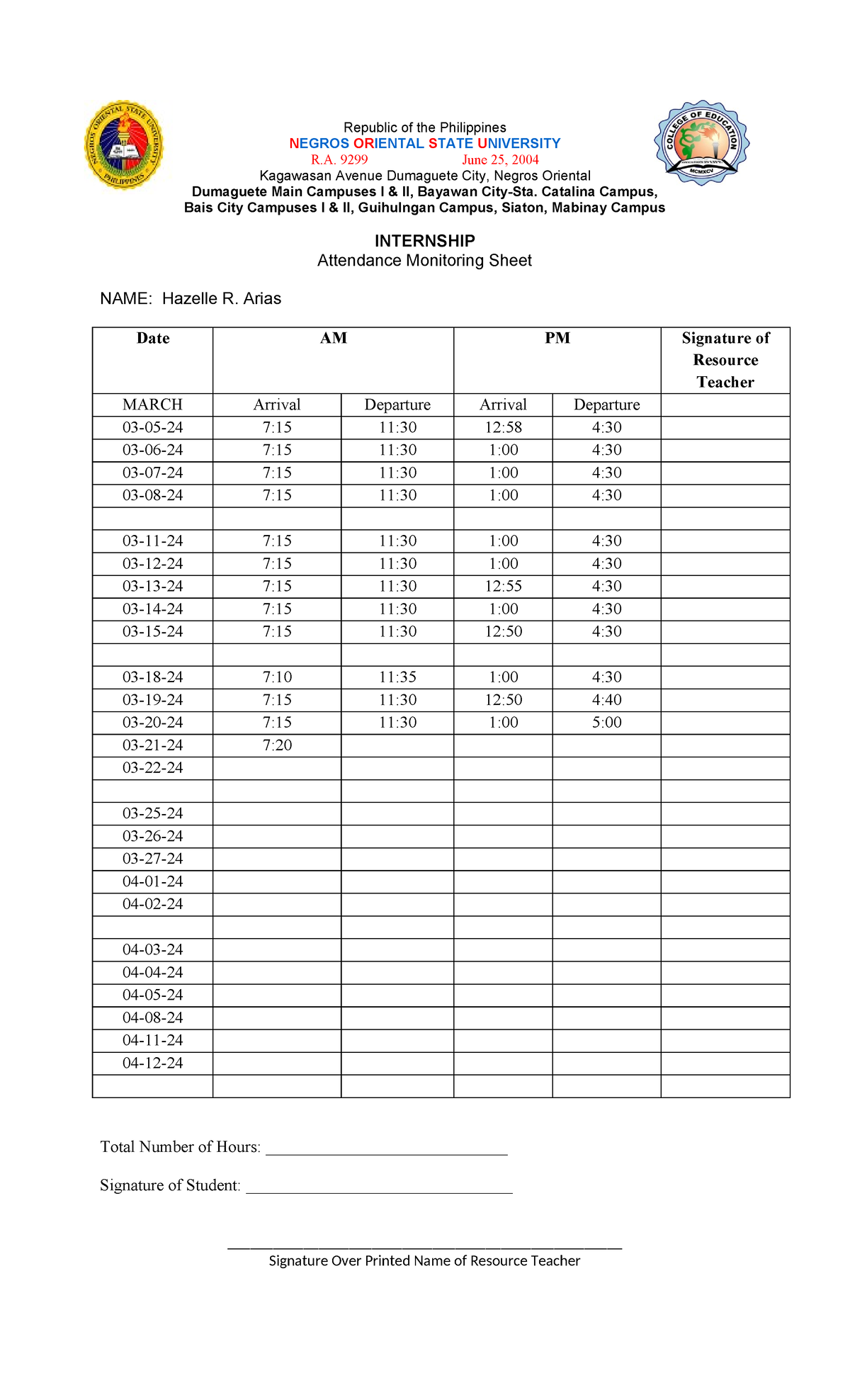 Attendance-Monitoring-Sheet - Republic of the Philippines NEGROS ...