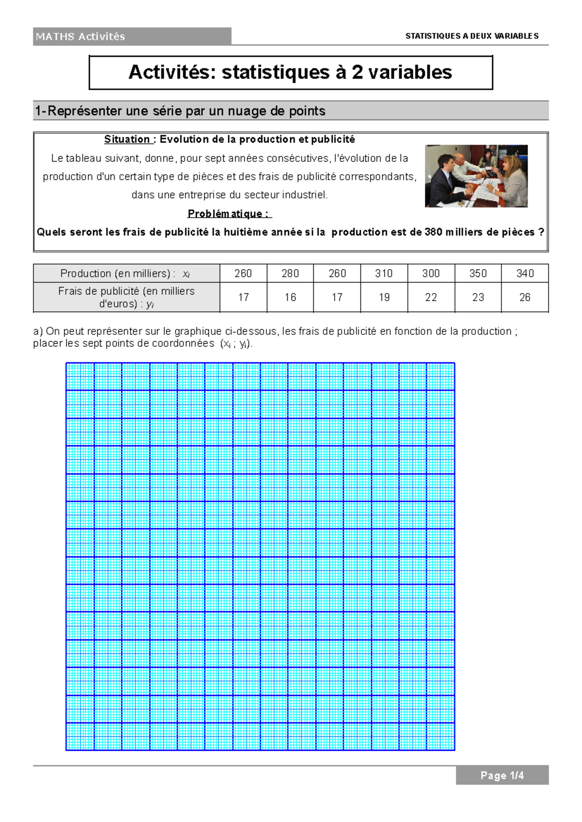 Activités statistiques - MATHS Activités STATISTIQUES A DEUX VARIABLES ...