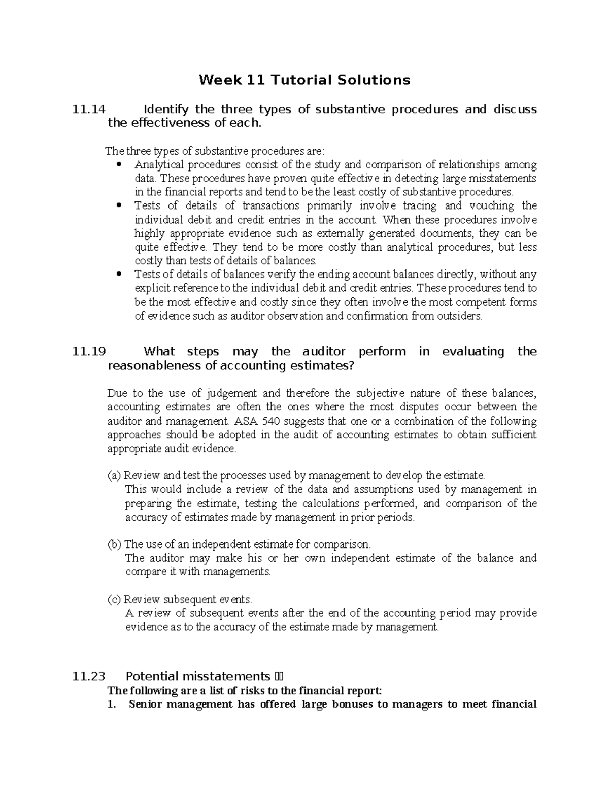 Week 11 Tutorial Solutions - Week 11 Tutorial Solutions 11 Identify the three types of ...