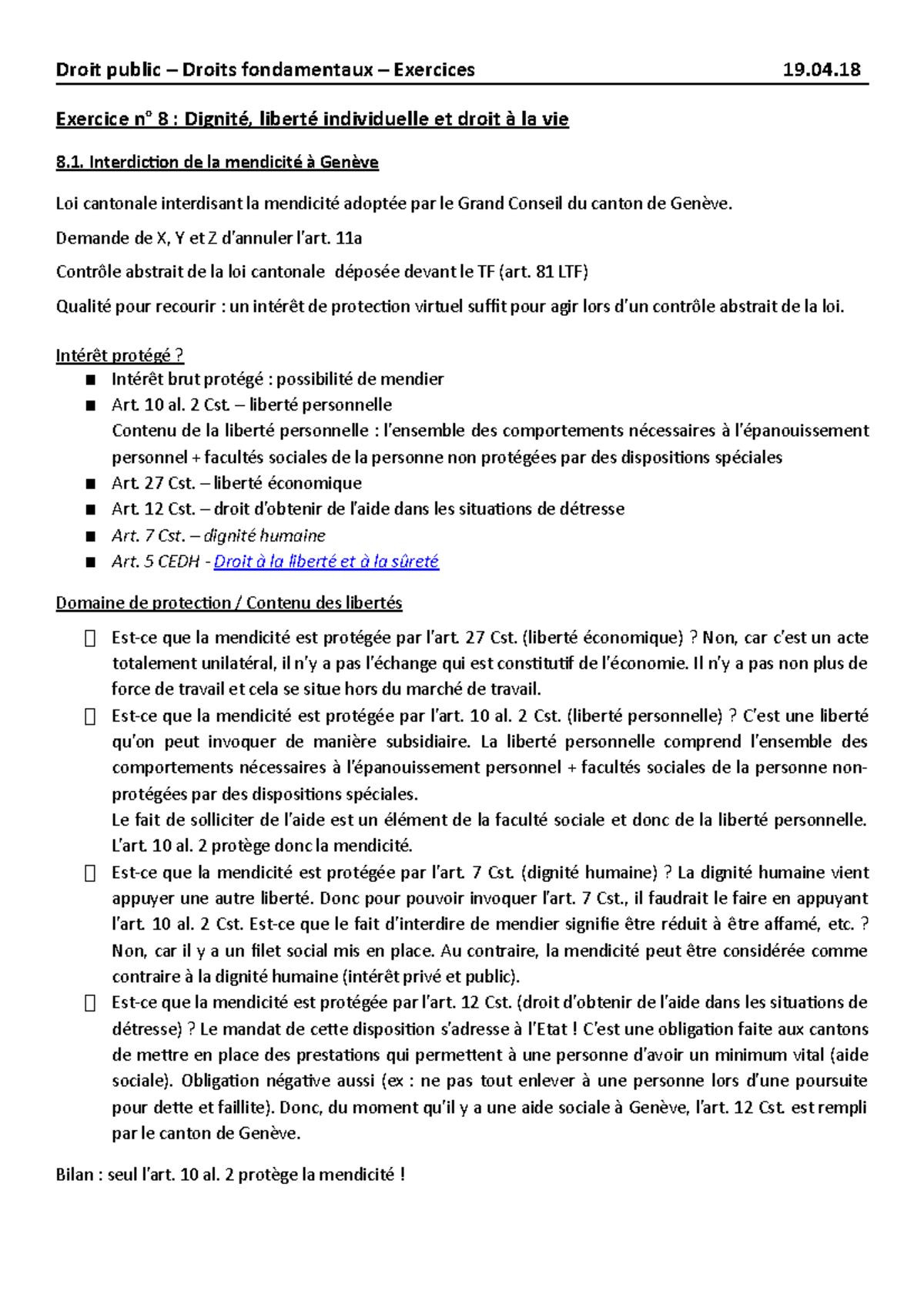 8 2 - exercice polycopié - Droit public – Droits fondamentaux ...