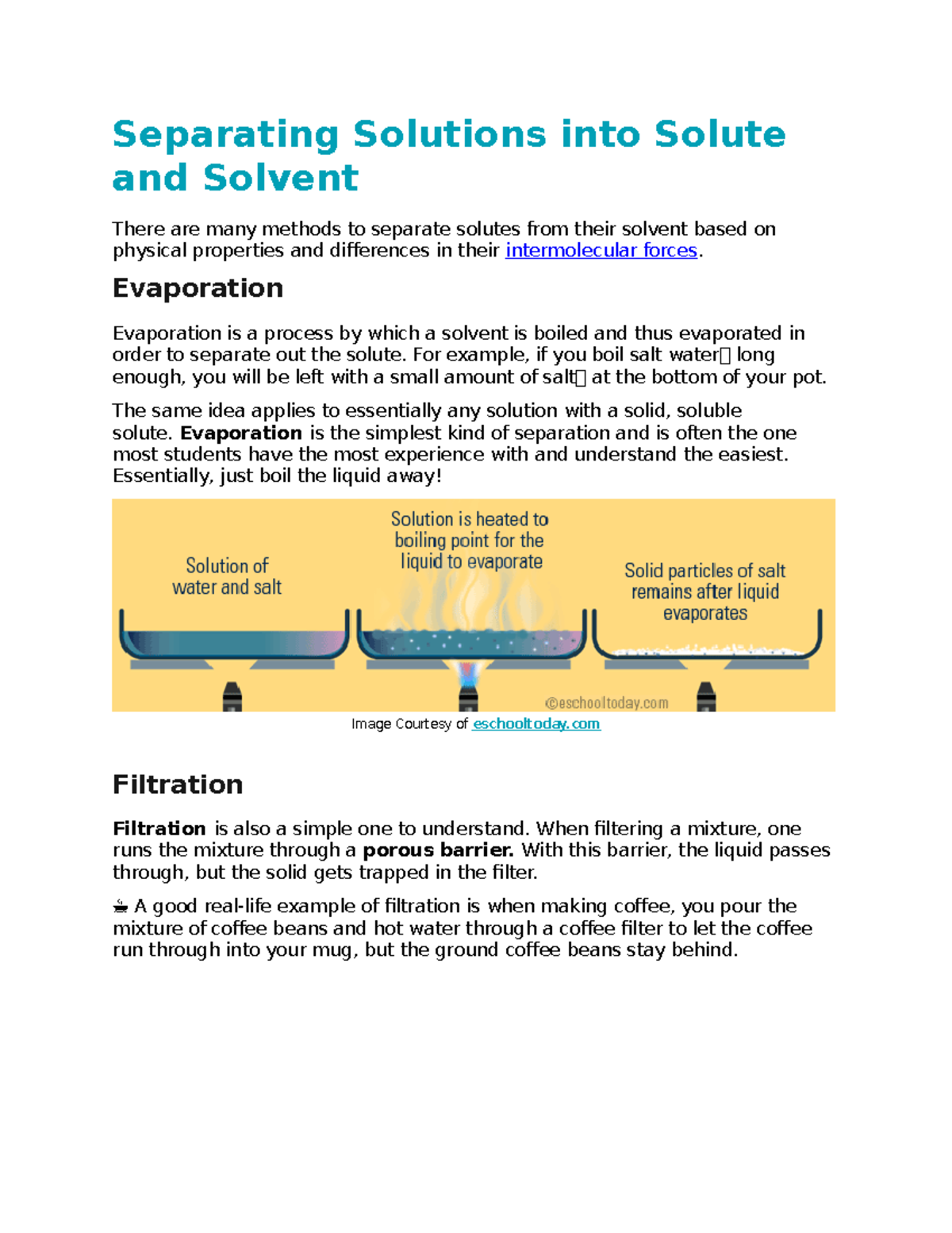 Unit 3 Topic 9 - Class Notes - Separating Solutions into Solute and ...