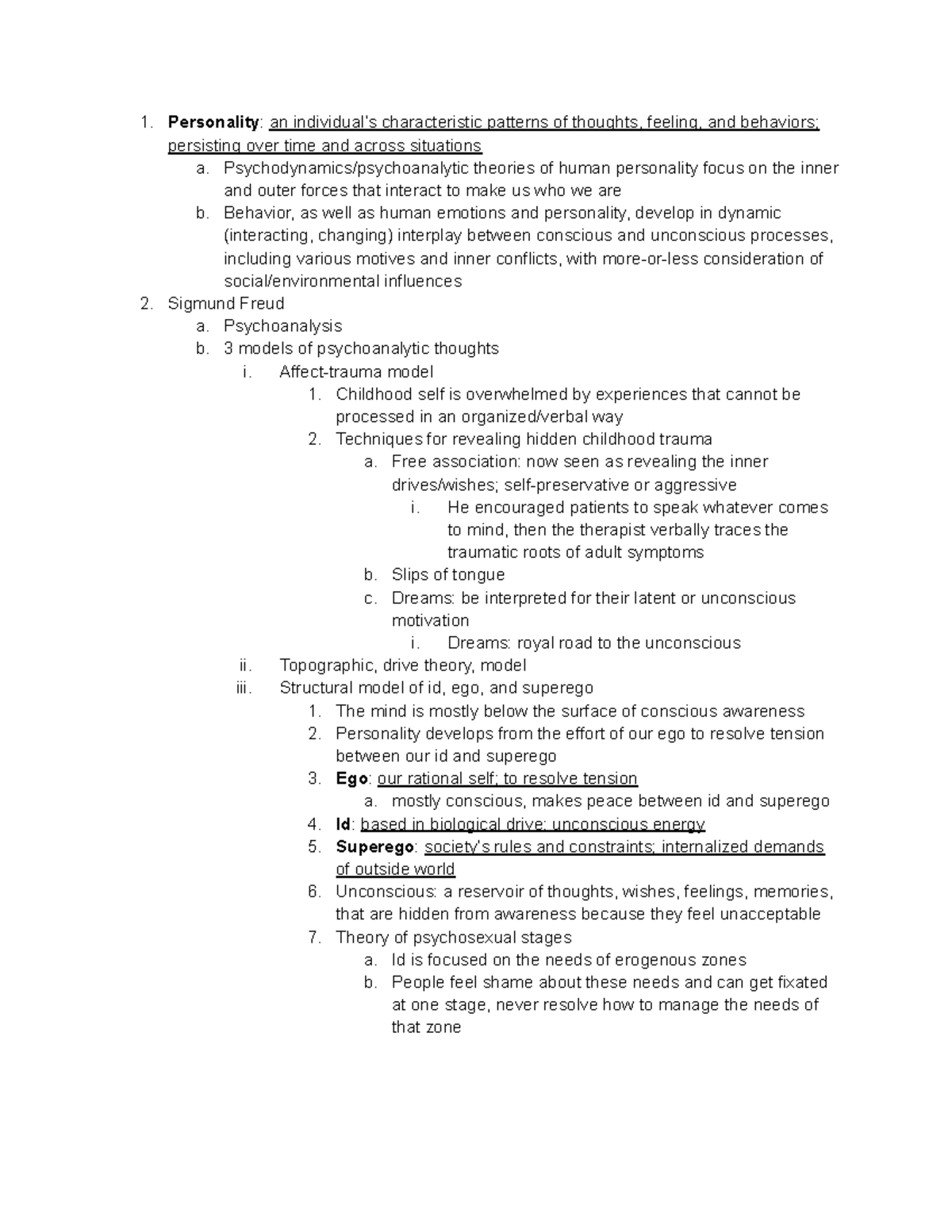 (psych final) #5 personality - Personality: an individual’s ...