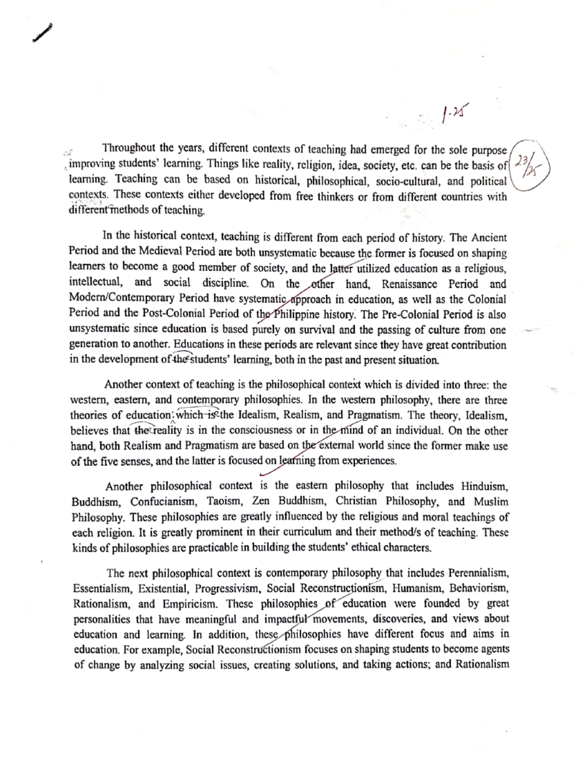 Different Context of Teaching - 1 Throughout the years, different ...