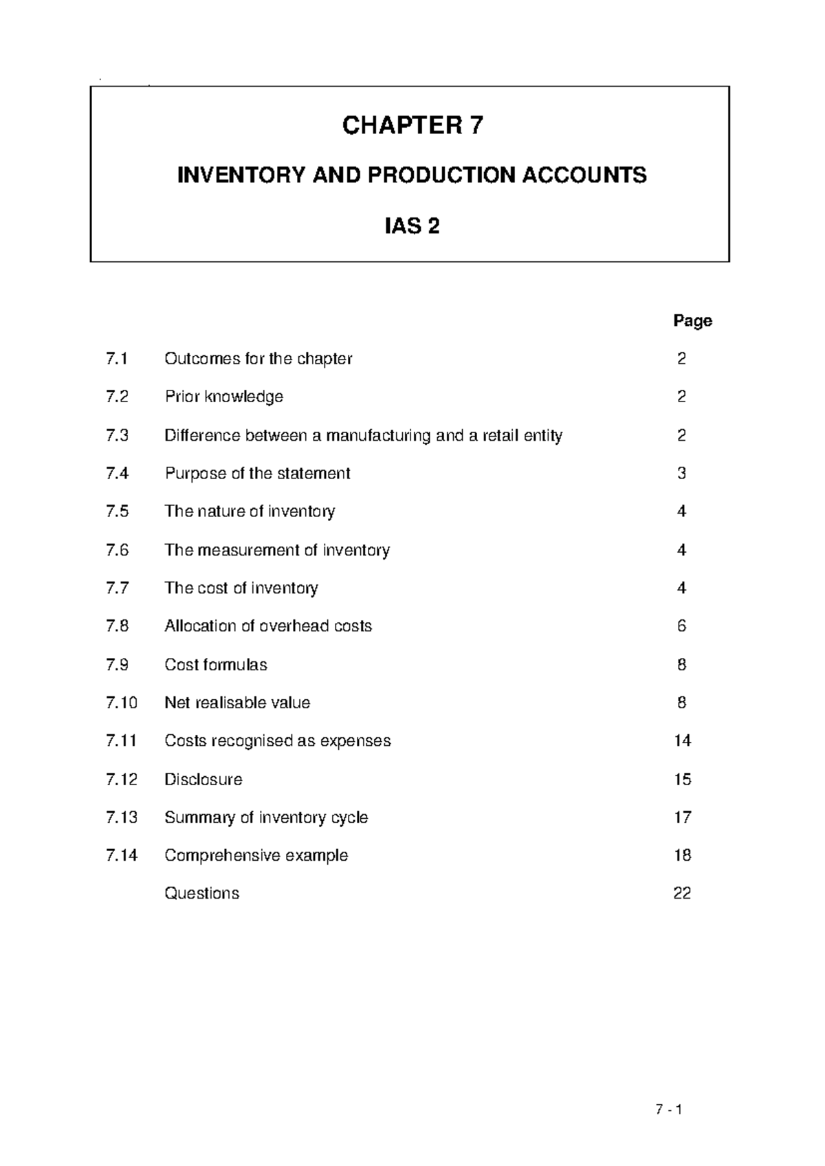 Chapter 7 Notes - work - 7 s - CHAPTER - IAS INVENTORY AND PRODUCTION ...