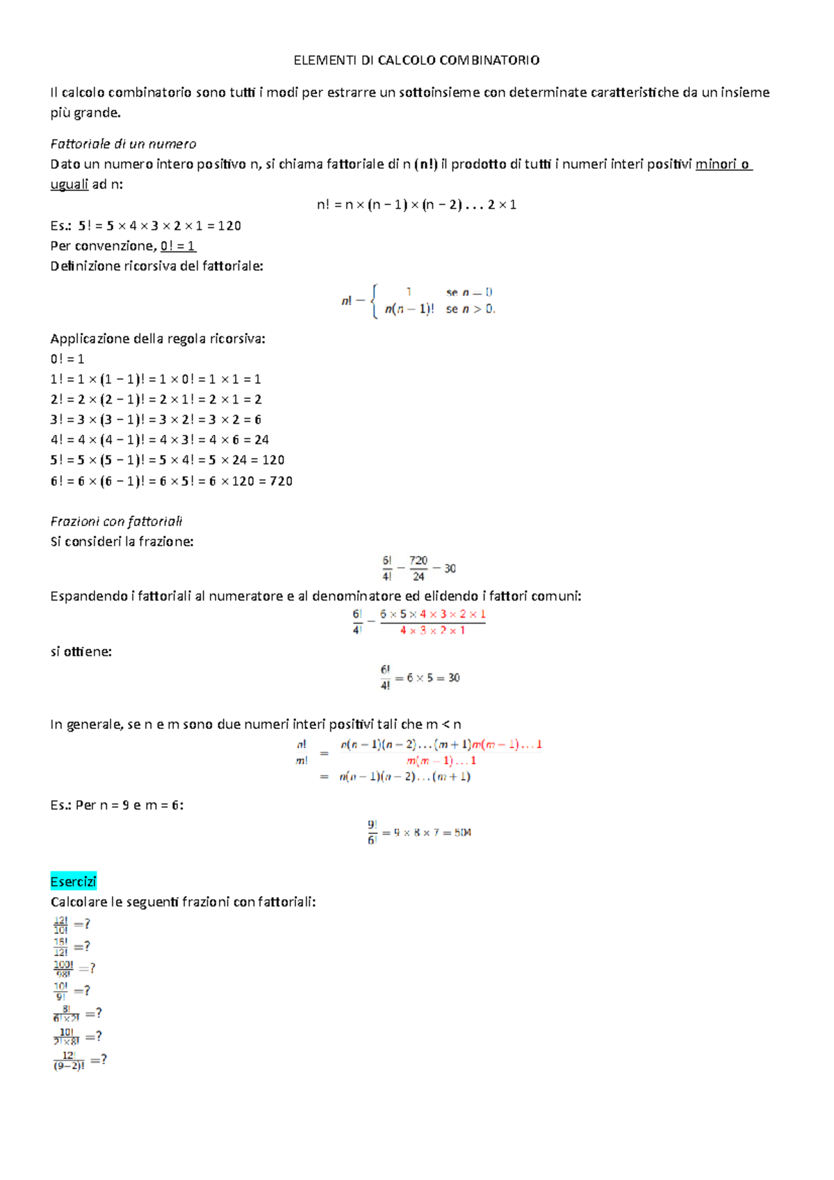 Elementi di calcolo combinatorio - ELEMENTI DI CALCOLO COMBINATORIO Il ...