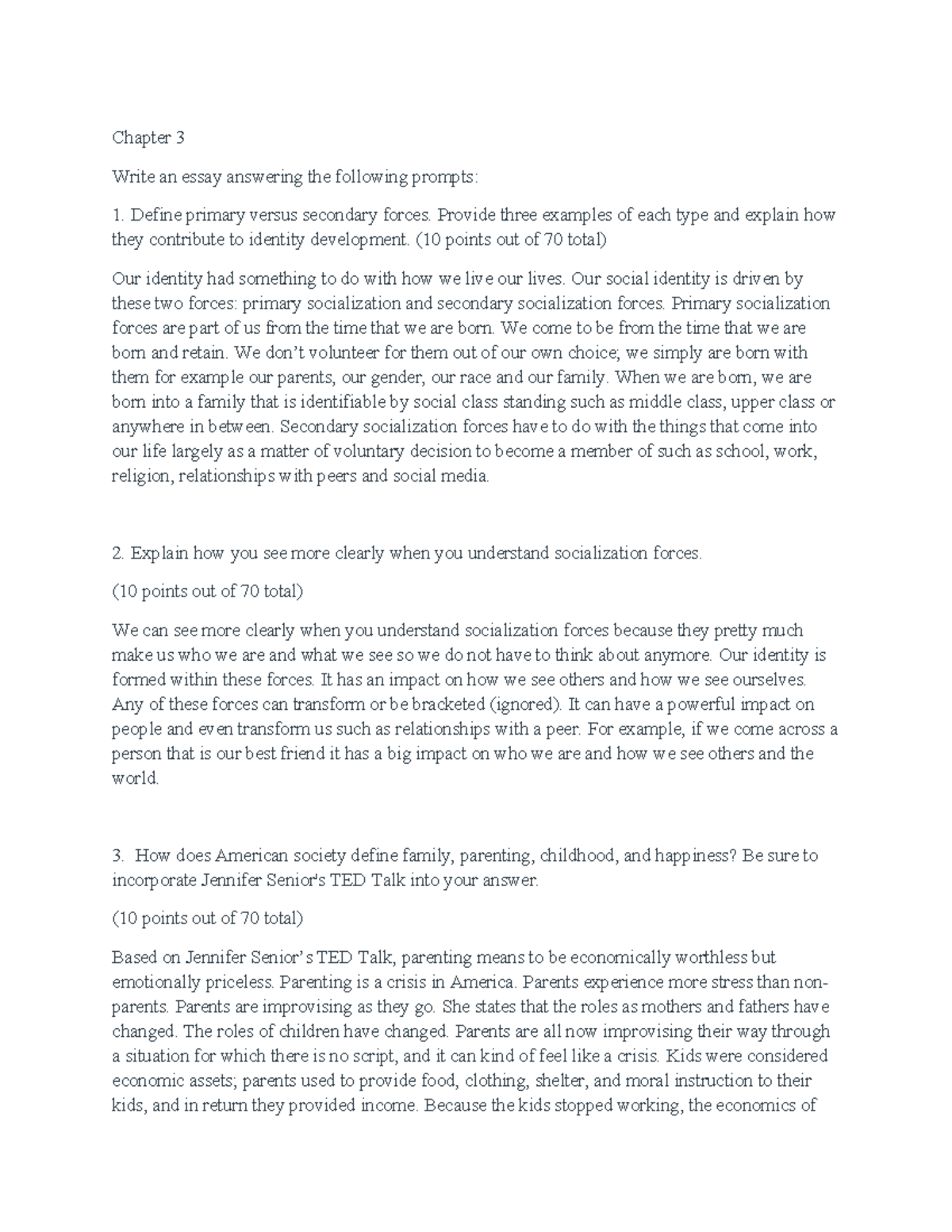 Chaptere 3 - homework - Chapter 3 Write an essay answering the ...